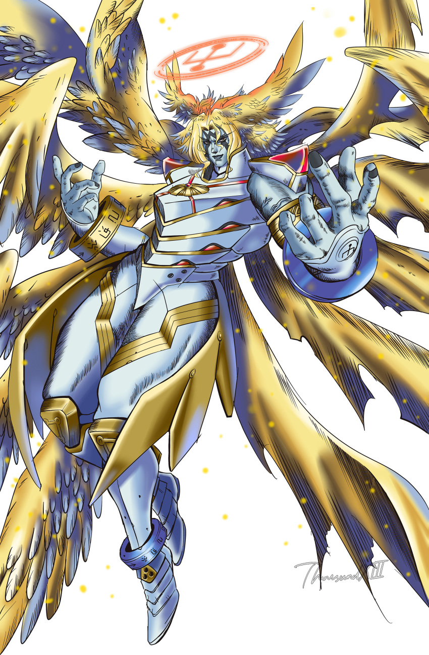 Safebooru - 1boy absurdres angel angel wings anklet armor bat wings ...