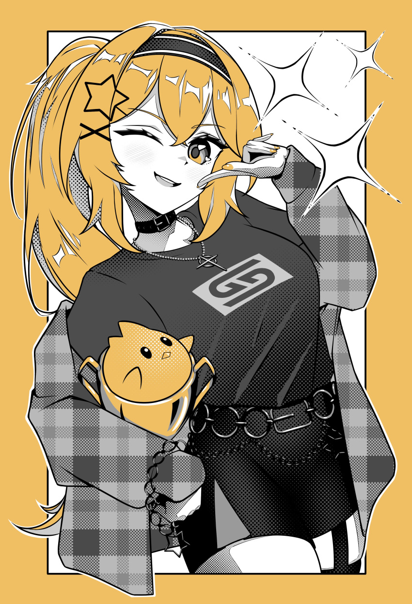 Safebooru - 1girl absurdres black headband black shirt black shorts ...