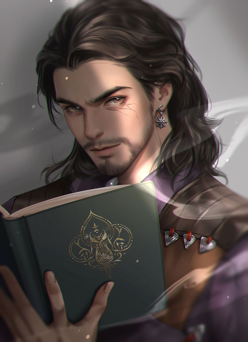 Safebooru - 1boy baldur's gate baldur's gate 3 beard book brown eyes ...