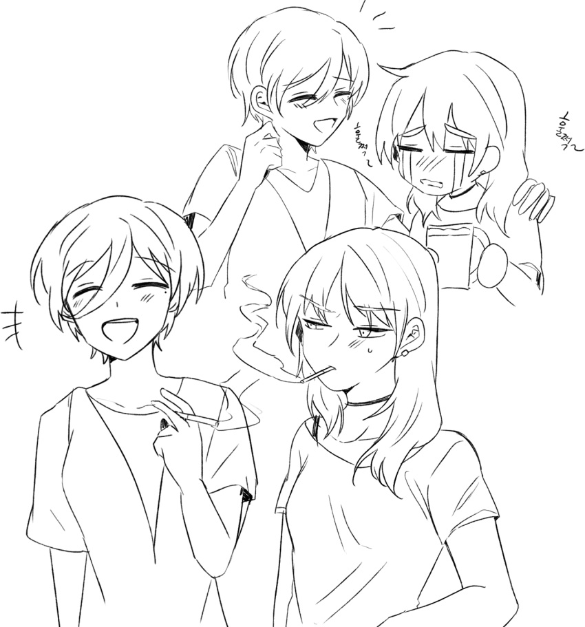 Safebooru - 2girls beer mug blush choker cigarette closed eyes ...