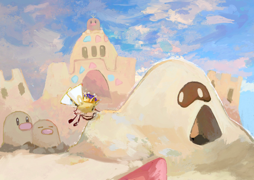 Safebooru - absurdres alolan diglett aomidori iro blue sky bug closed ...