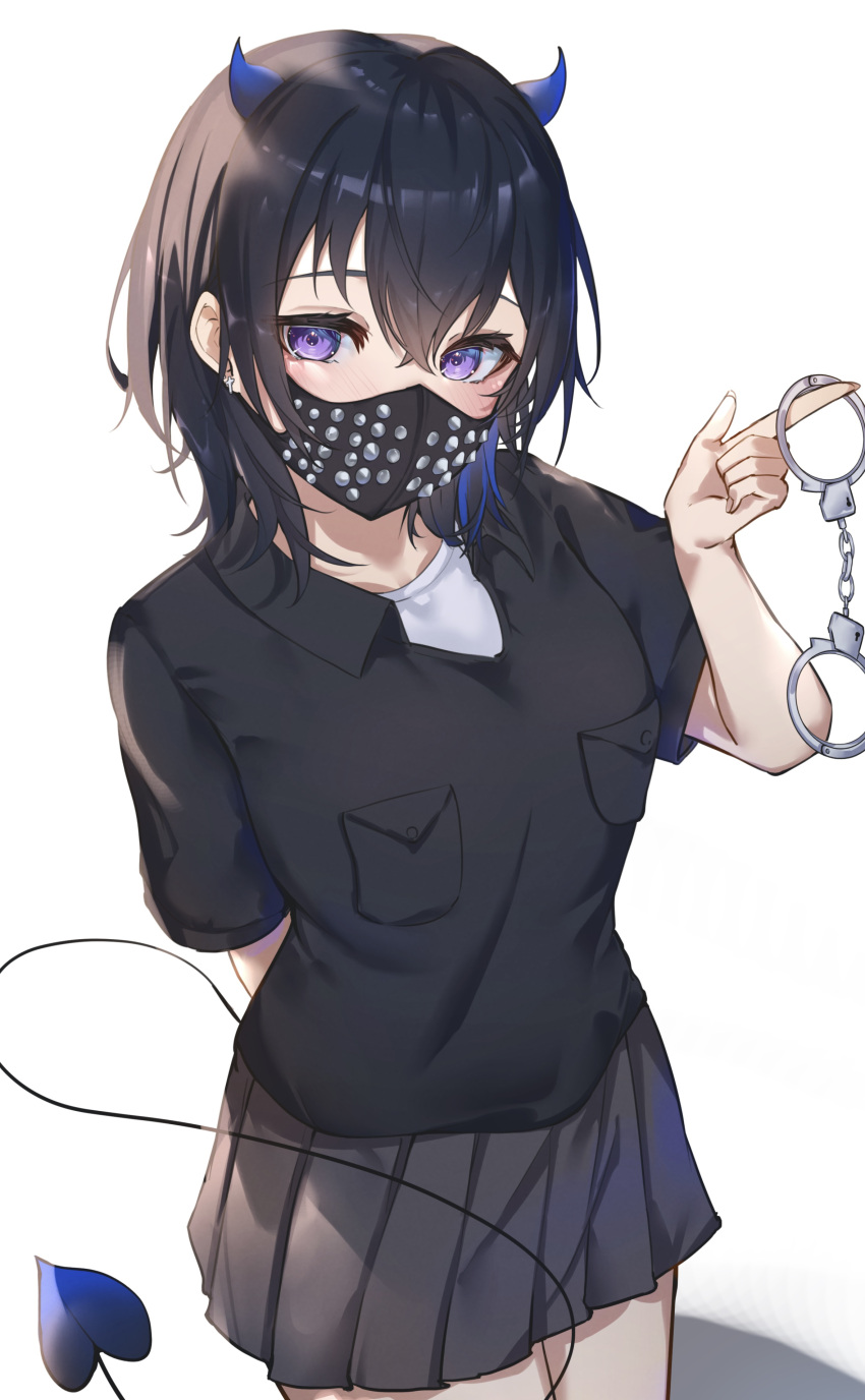 Safebooru - 1girl absurdres black hair black shirt black skirt blush breast pocket collared ...