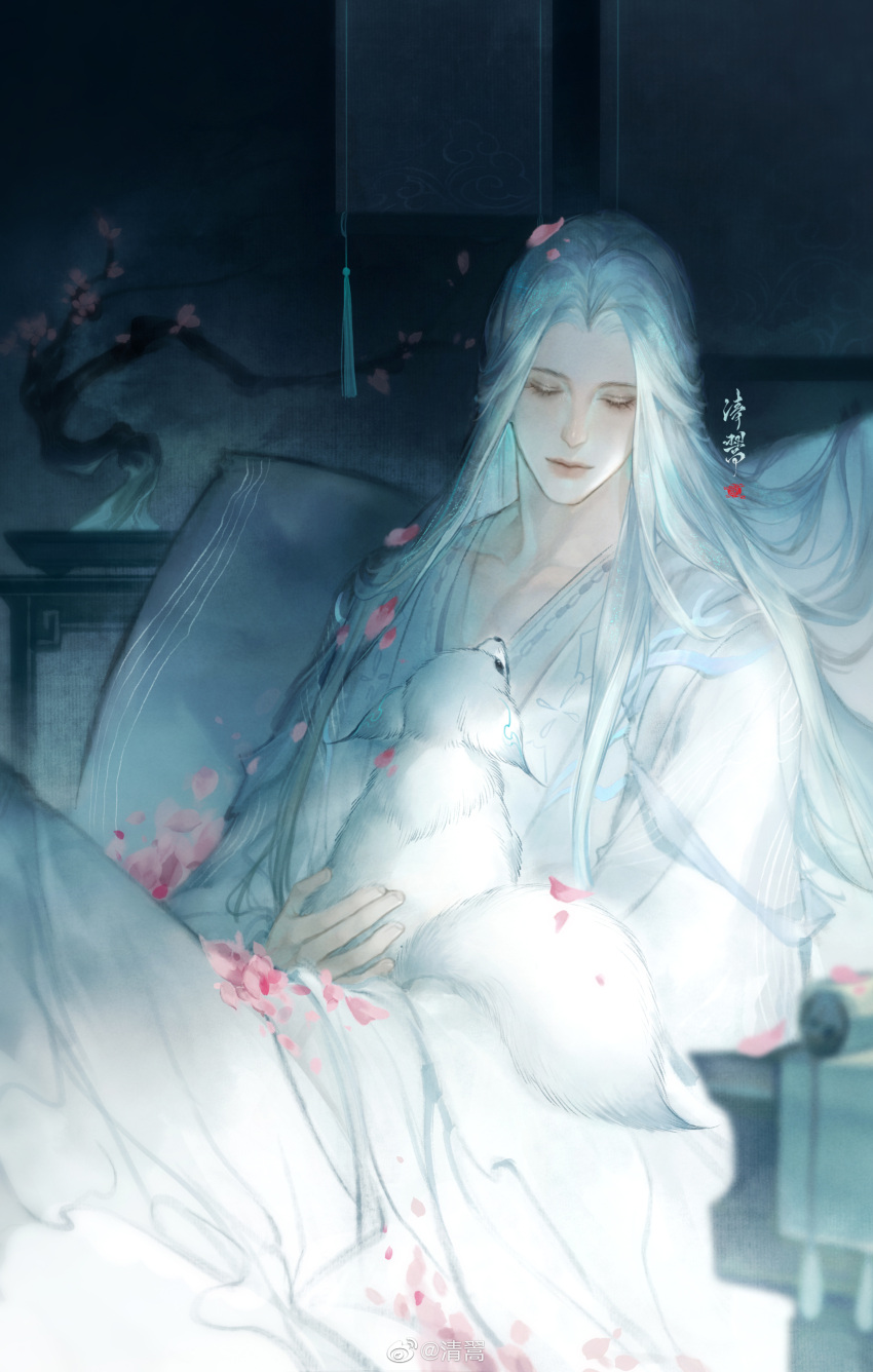 Safebooru - 1boy absurdres animal bishounen bonsai chinese clothes ...