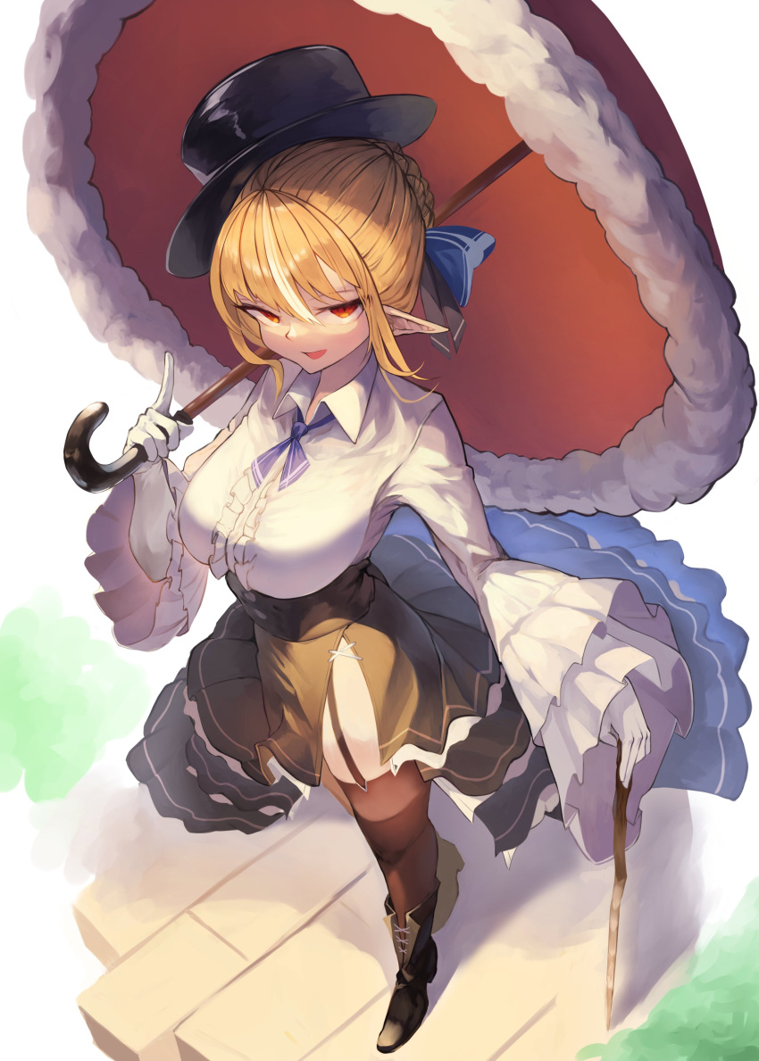 Safebooru - 1girl absurdres alternate costume black footwear black garter straps black hat black ...