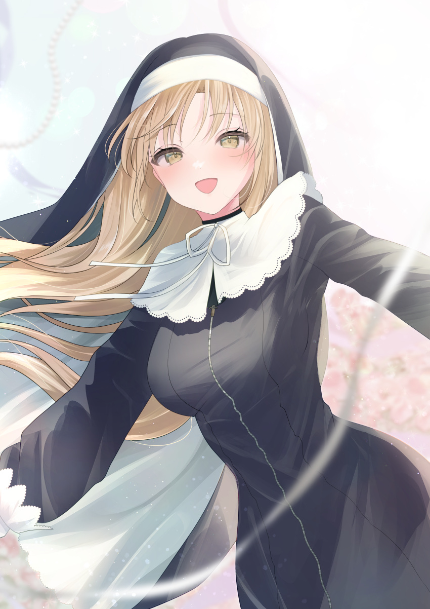 Safebooru - 1boy 1girl absurdres black dress blonde hair blush breasts brown eyes capelet dress ...