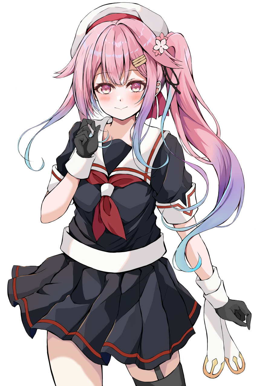 Safebooru - 1girl absurdres beret black gloves black ribbon black serafuku black skirt blush ...
