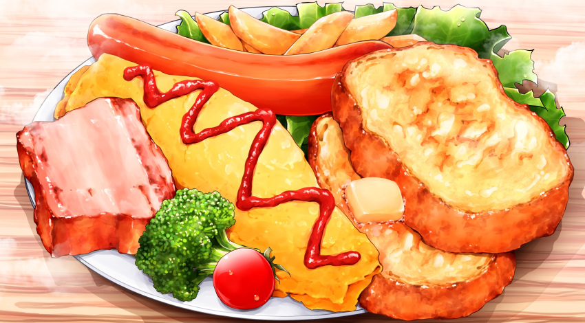 Safebooru - bread bread slice broccoli butter cherry tomato commentary ...