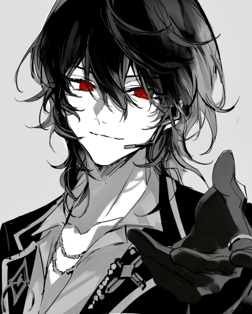 Safebooru - 1boy bead necklace beads black hair closed mouth ehsl177 ensemble stars! gloves ...