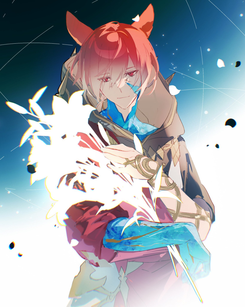 Safebooru - 1boy animal ears black robe cat ears cowboy shot crystal ...