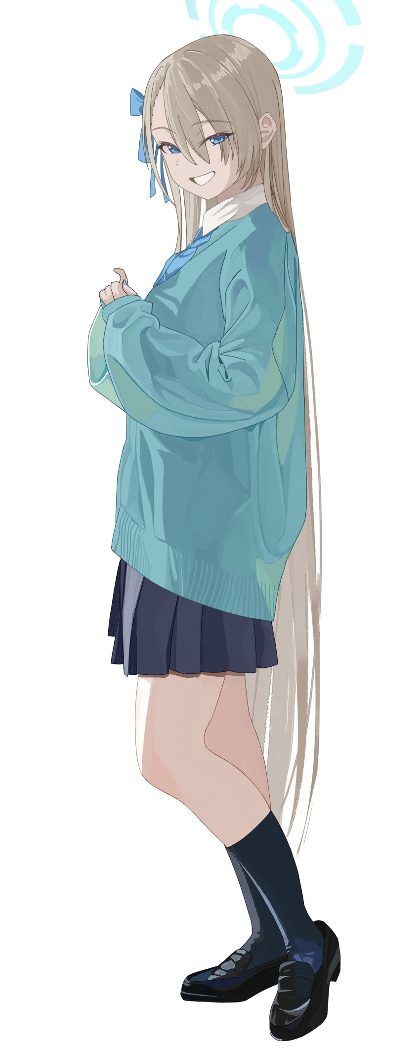 Safebooru - 1girl absurdres asuna (blue archive) black socks blue archive blue eyes blue jacket ...