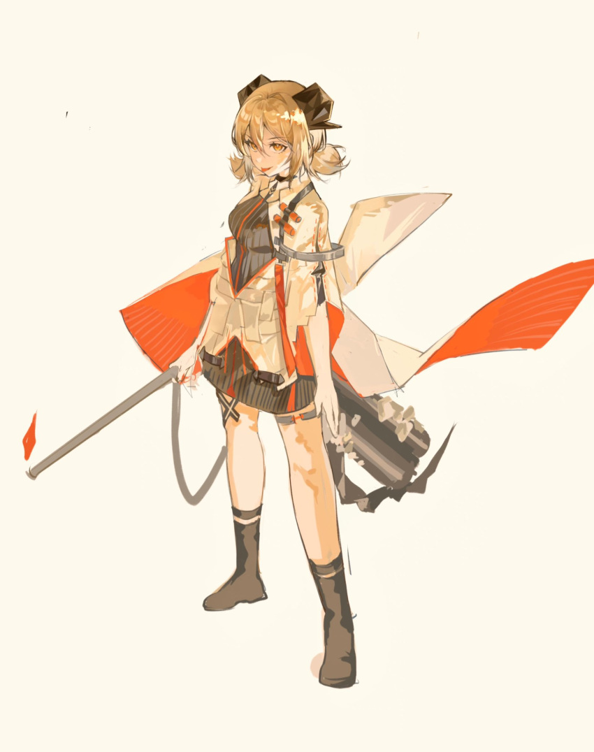 Safebooru - 1girl arknights blonde hair boots full body highres holding ...