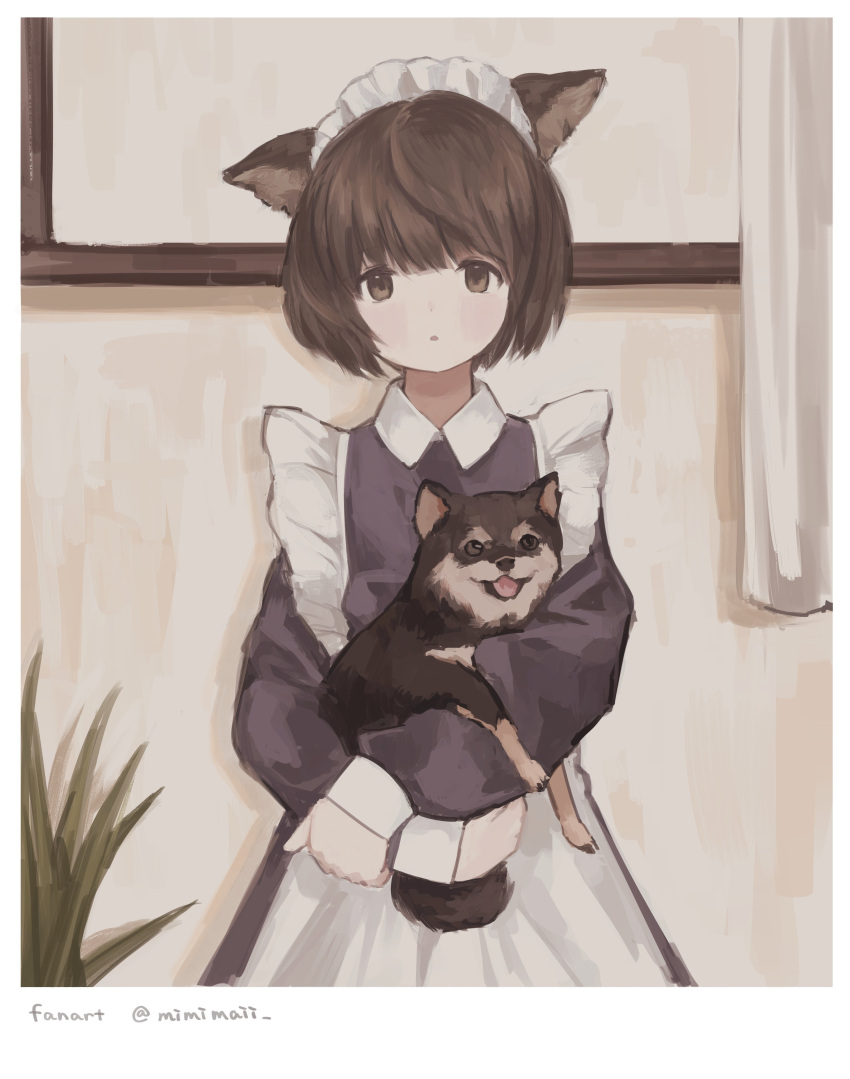 Safebooru - 1girl :o absurdres animal animal ears apron borrowed character brown eyes brown hair ...