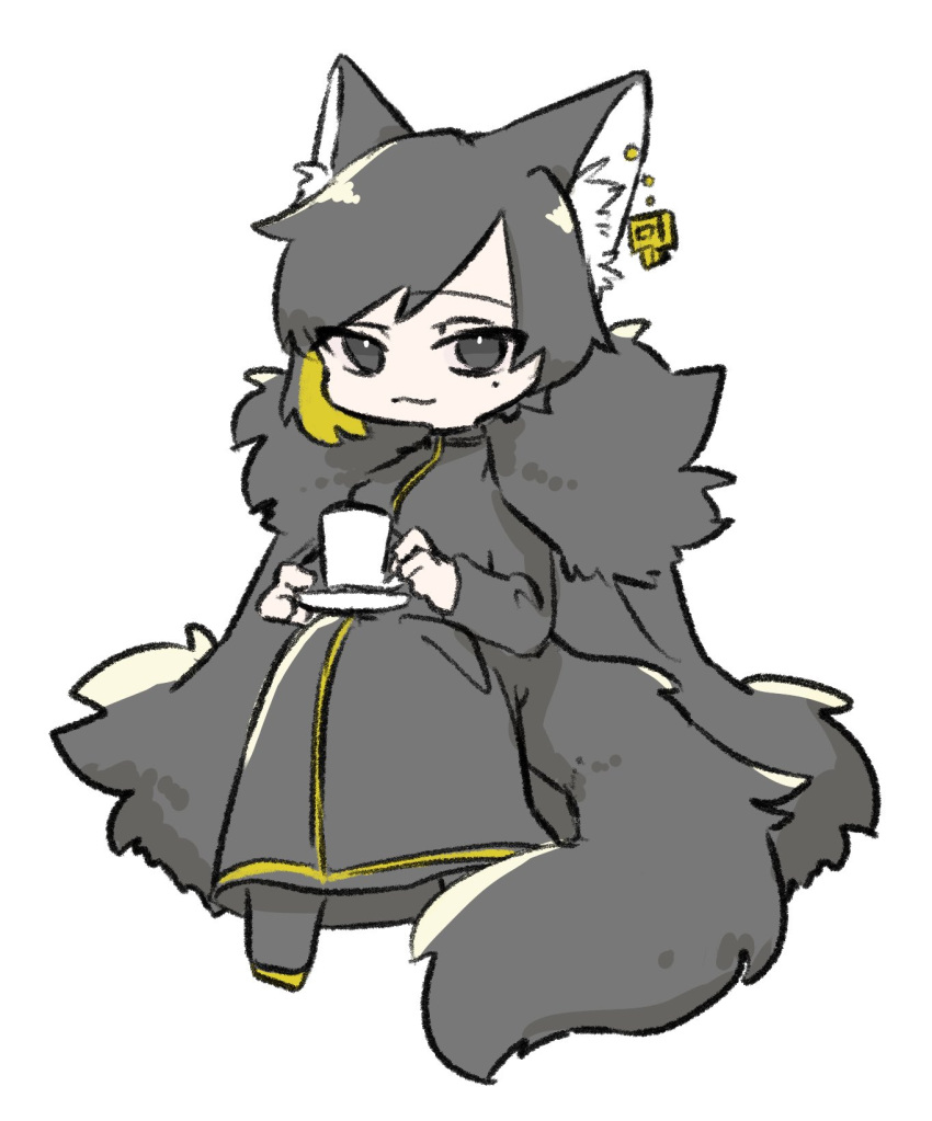 Safebooru - 1girl :3 animal ears binah (project moon) black cape black dress black hair cape cat ...