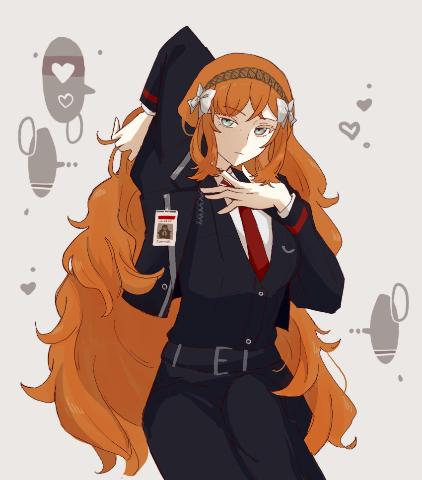 Safebooru - 1girl arm up belt black belt black jacket black pants closed mouth cowboy shot ...