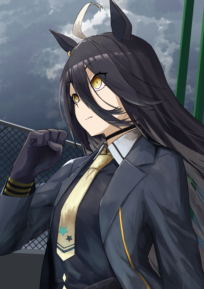 Safebooru - 1girl absurdres ahoge aki shiki animal ears black choker black gloves black hair ...