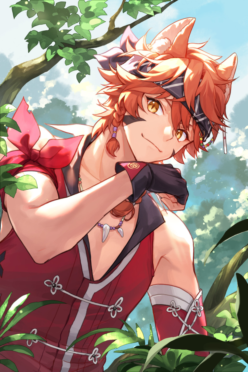 Safebooru - 1boy animal ear fluff animal ears armband black gloves ...