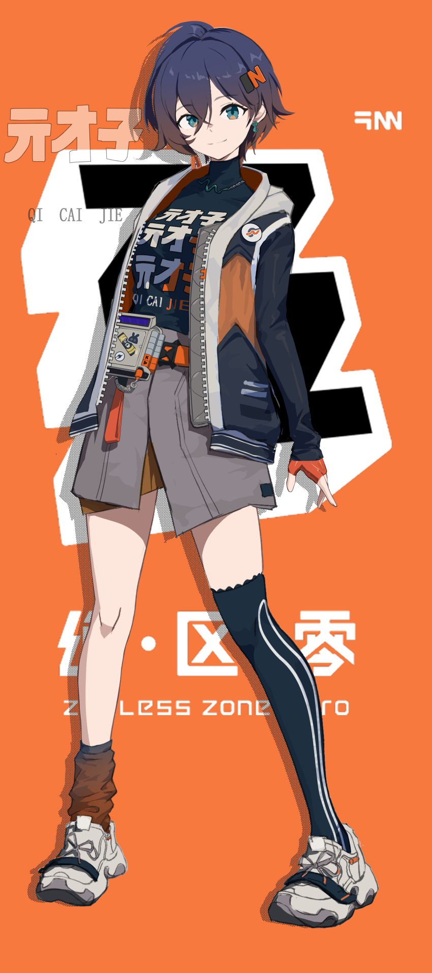 Safebooru - 1girl absurdres bandana belle (zenless zone zero) belt black shirt blue hair breasts ...