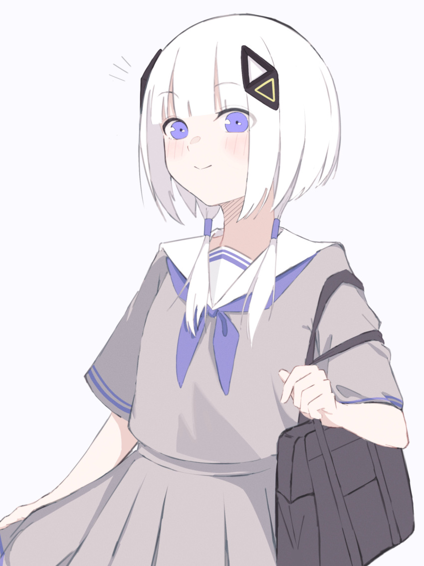 Safebooru - 1girl absurdres alternate costume bag blue eyes blue neckerchief blunt bangs blush ...