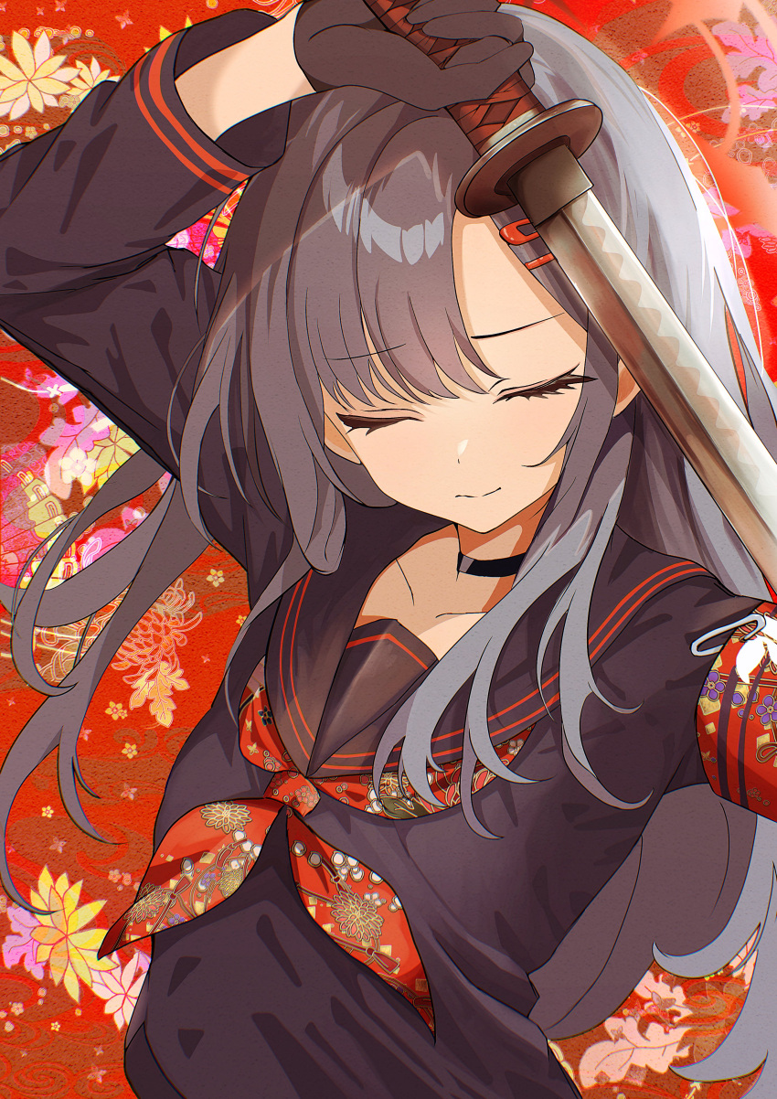 Safebooru - 1girl absurdres armband black choker black gloves black hair black serafuku black ...