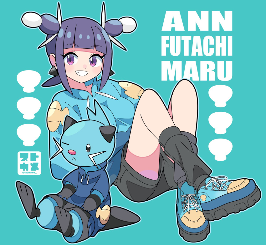 Safebooru - 1girl ann (pokemon) black hair black socks dewott hair ...