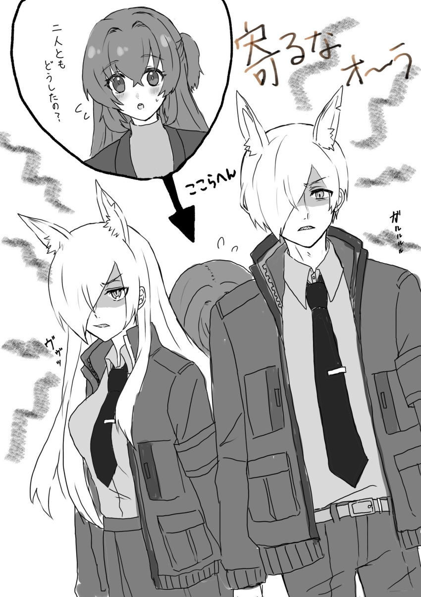 Safebooru - 1boy 2girls animal ear fluff animal ears belt blue archive ...