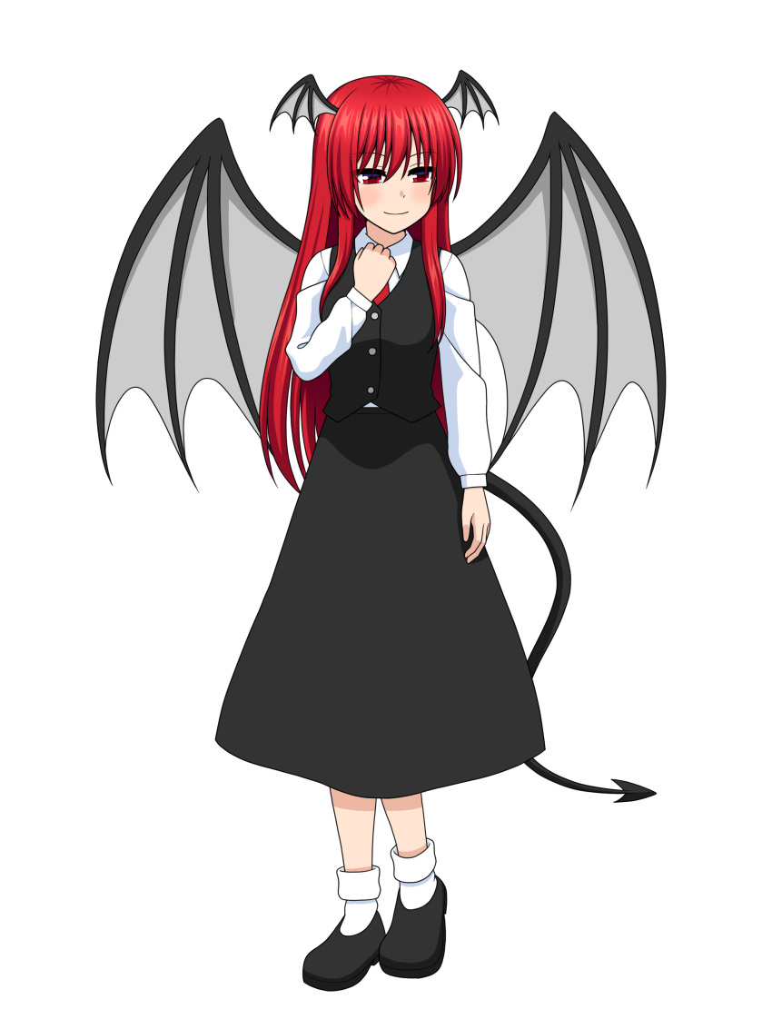 Safebooru - 1girl absurdres black skirt black vest blush closed mouth commentary demon girl ...