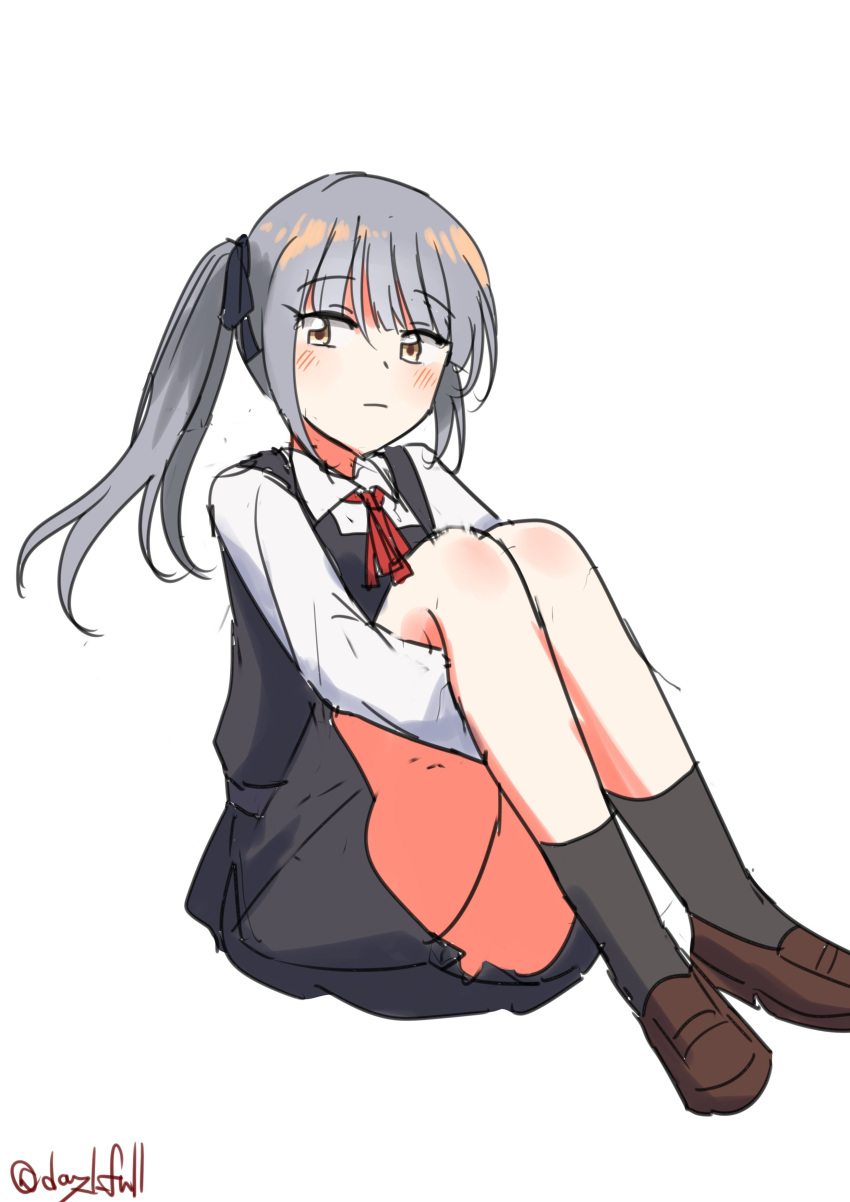 Safebooru - 1girl absurdres arm hug black dress black ribbon black ...