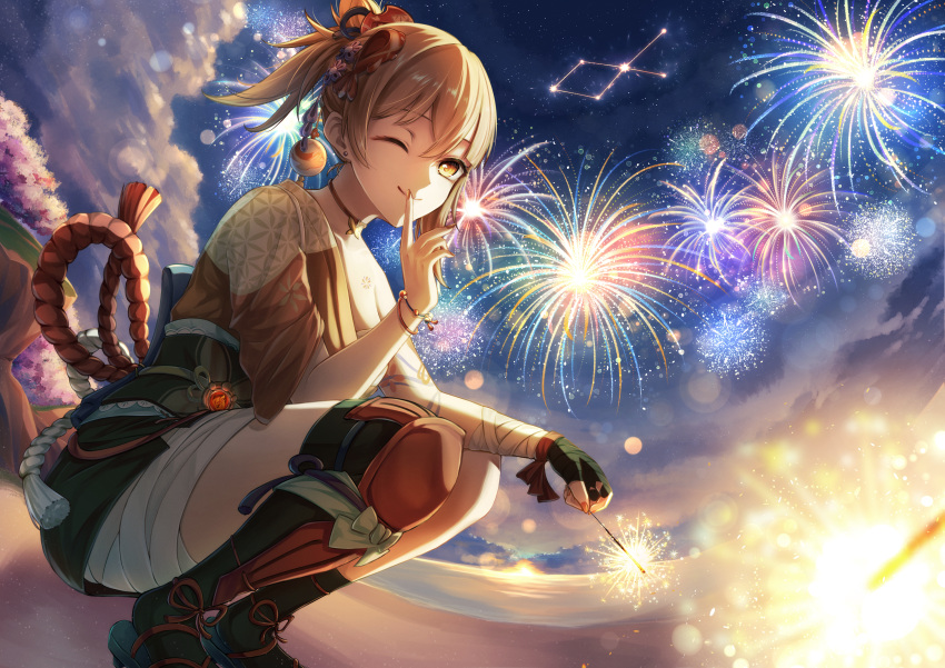 Safebooru - 1girl absurdres asymmetrical legwear bandaged arm bandaged leg bandages black socks ...