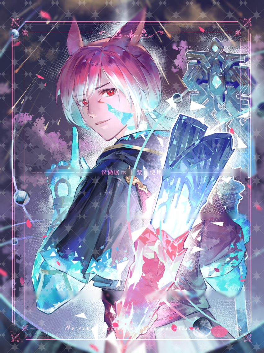 Safebooru - 1boy animal ears black robe blurry border cat ears crystal ...