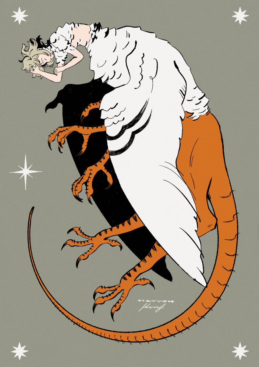 Safebooru - 1girl blonde hair centauroid chimera claws closed eyes ...