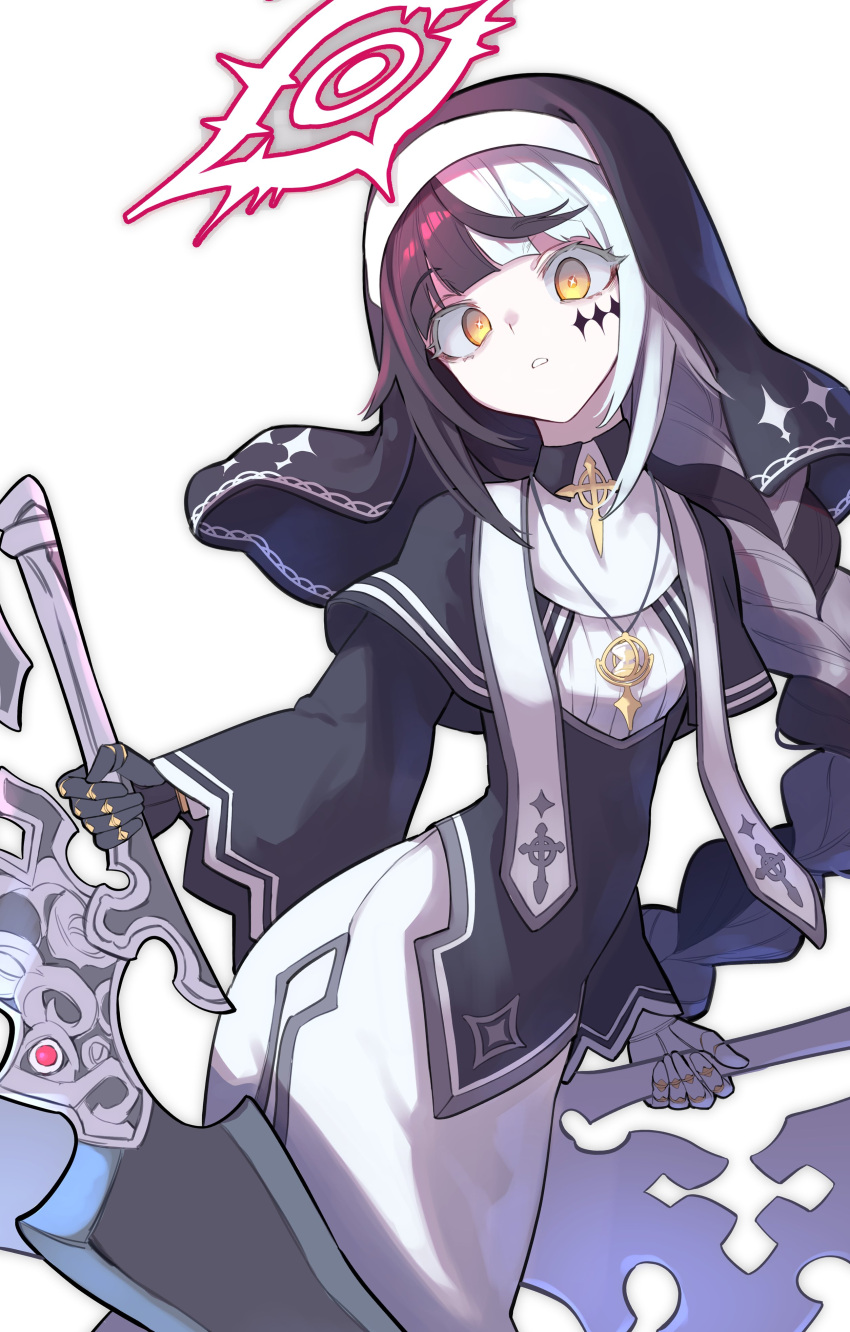 Safebooru - 1girl absurdres arrow cross asymmetrical gloves black capelet black hair borrowed ...