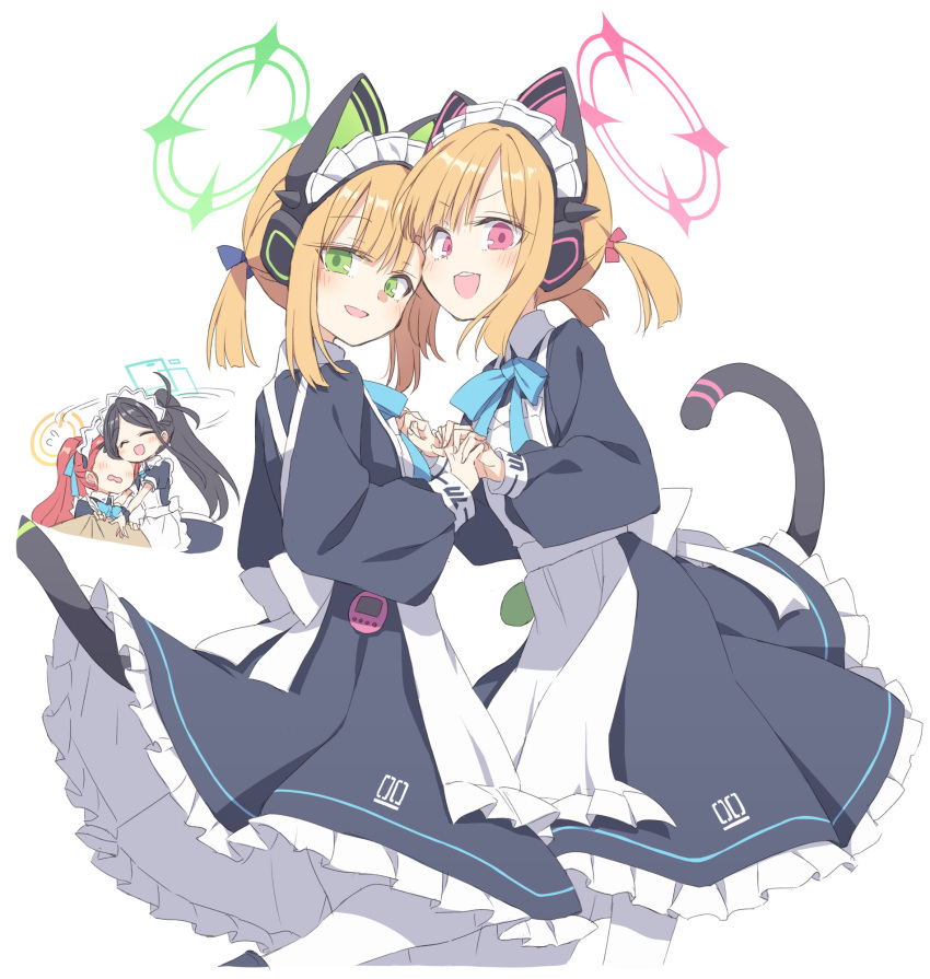 Safebooru - 4girls absurdly long hair animal ear headphones animal ears apron aris (blue archive ...