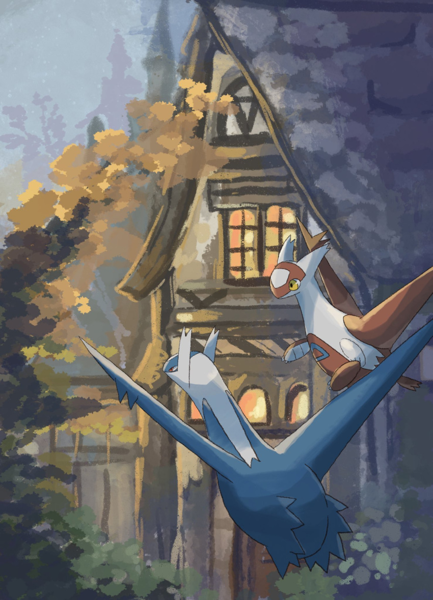 Safebooru - animal focus autumn leaves building bush closed mouth ...