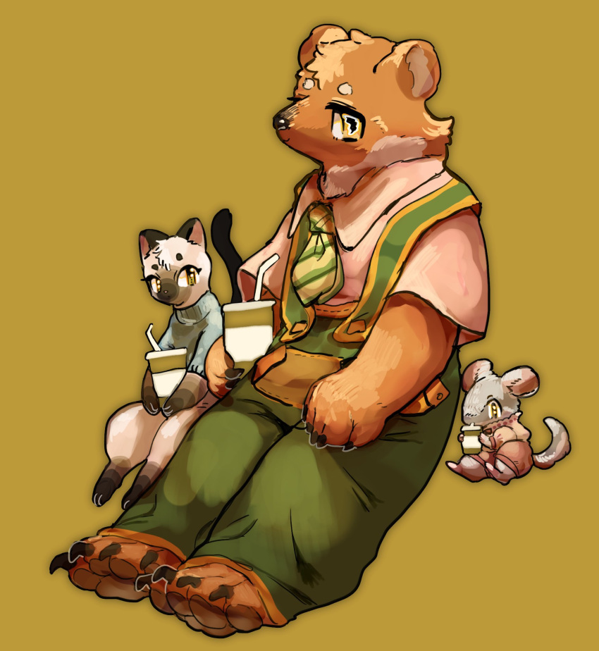 Safebooru - 3boys animal ears animal feet animal hands bear boy bear ears blue sweater body fur ...