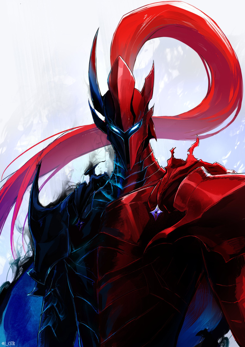 Safebooru - 1other absurdres armor full armor glowing glowing eyes ...
