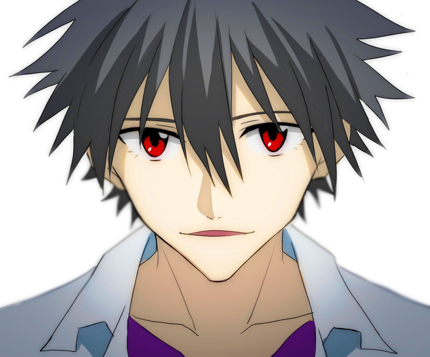 Safebooru - 1boy collarbone collared shirt grey hair hair between eyes ...