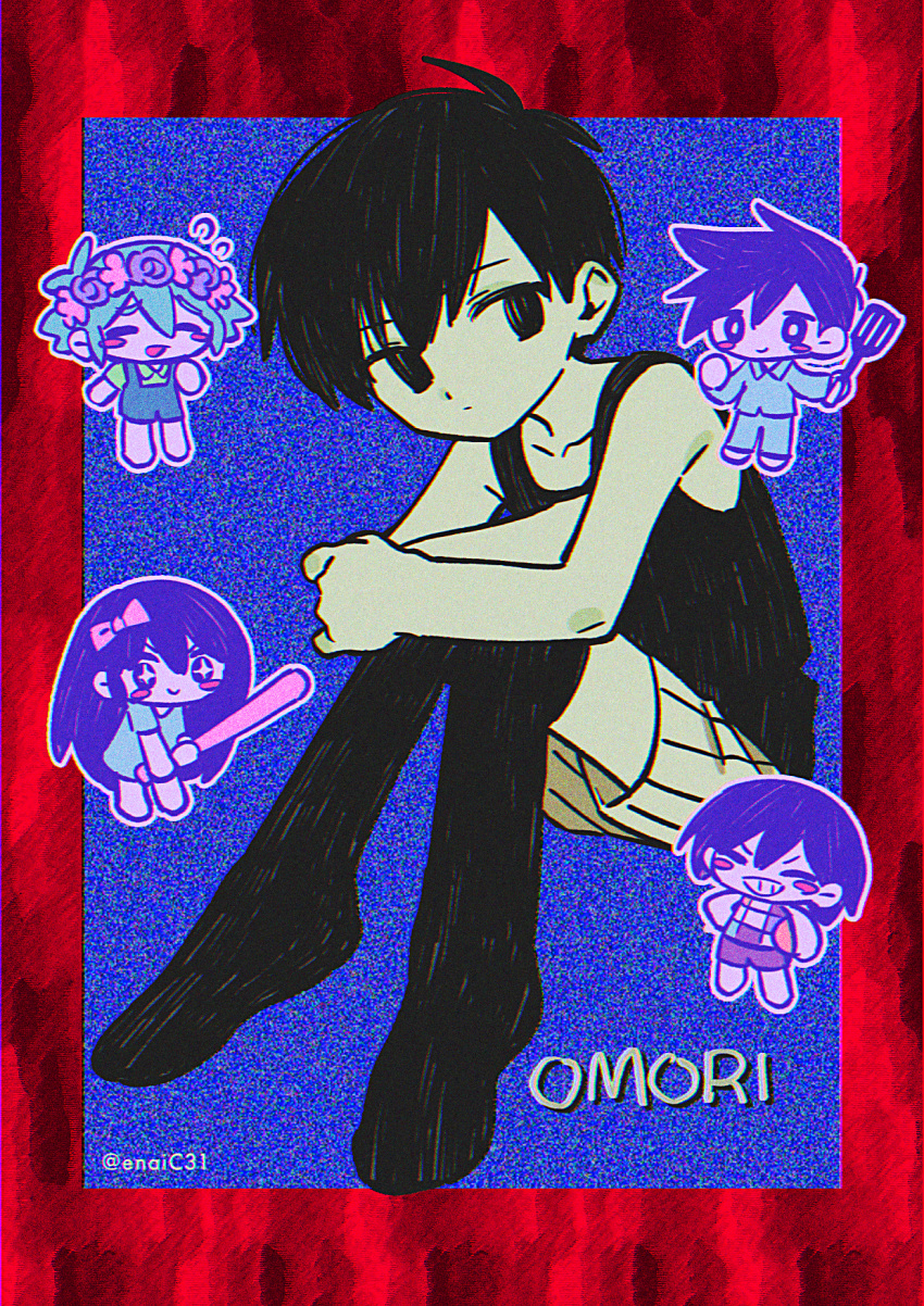 Safebooru - 1girl 4boys antenna hair aubrey (headspace) (omori) aubrey ...