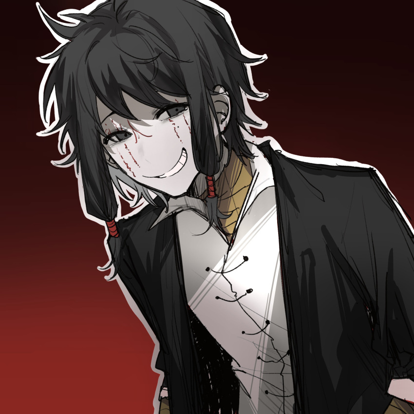 Safebooru - 1boy bandaged arm bandaged neck bandages black eyes black hair black jacket chinese ...