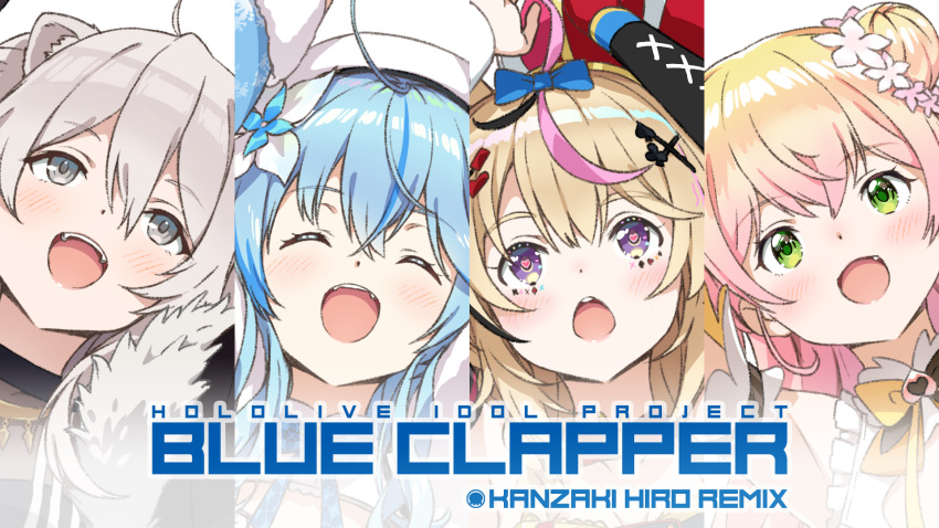 Safebooru - 4girls ^ ^ ahoge animal ears beret black gloves black hair ...