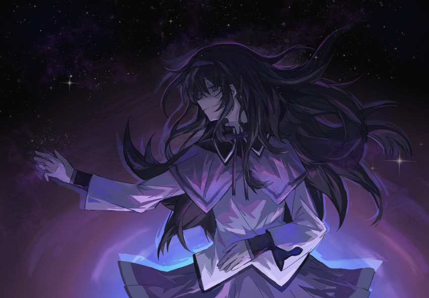 Safebooru - 1girl akemi homura akemi homura (magical girl) black hair capelet collared capelet ...