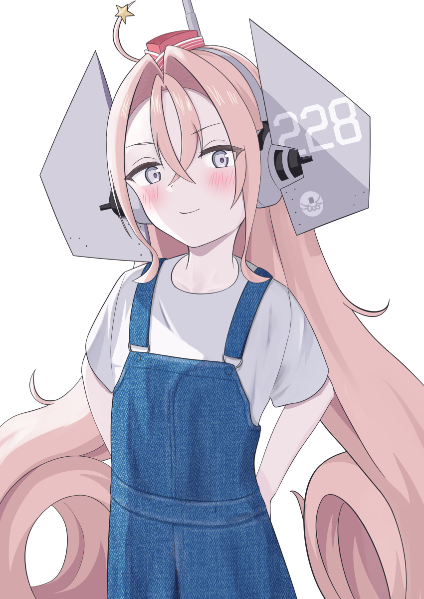 Safebooru - 1girl absurdres alternate costume arms behind back commentary request denim overalls ...