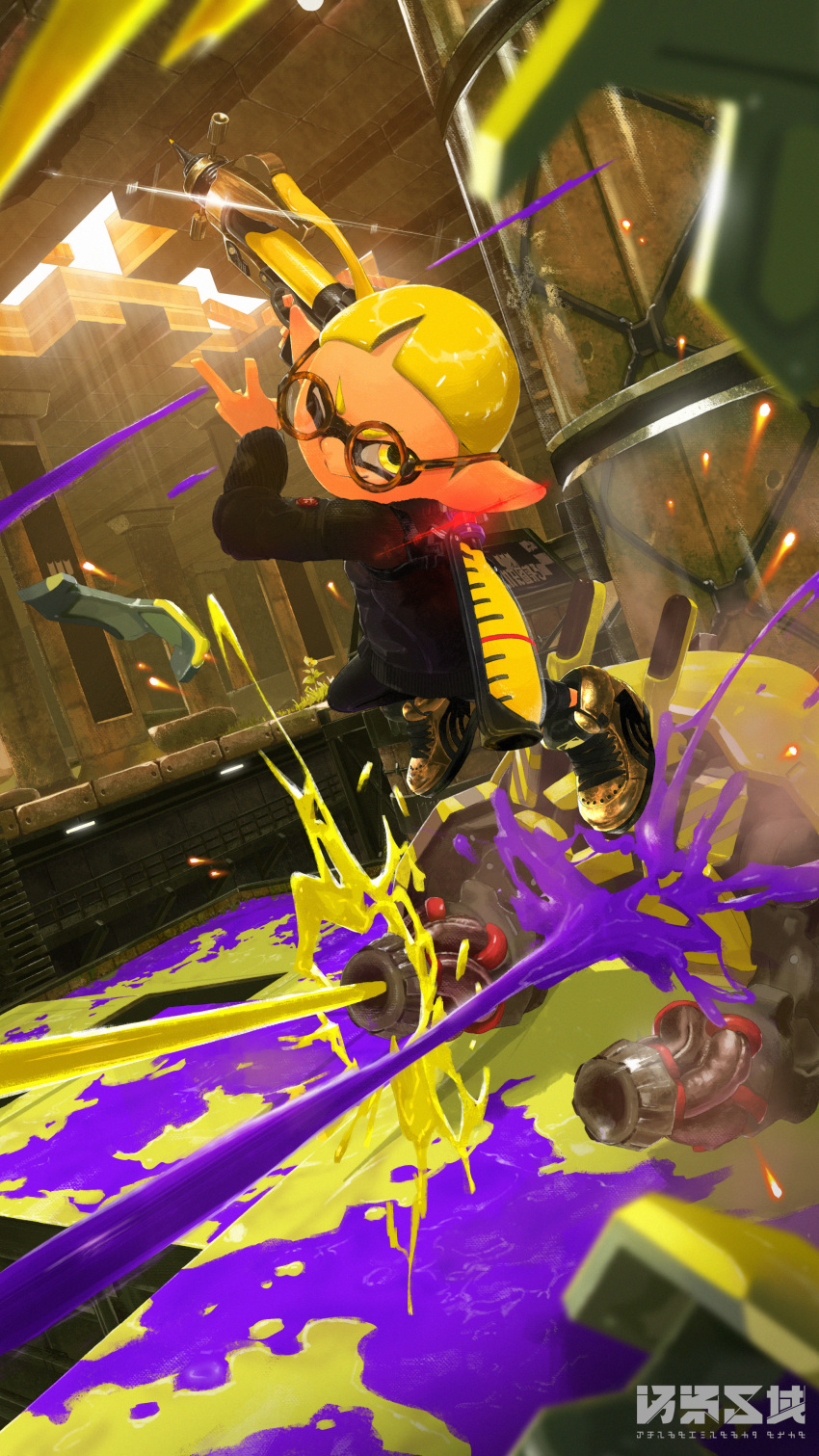 Safebooru - 1boy :> absurdres arms up black pants black sweater blonde ...