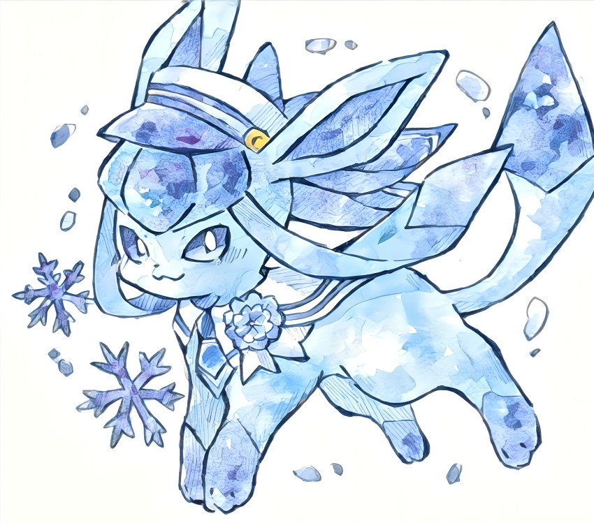 Safebooru - blue eyes blue fur blue hat closed mouth clothed pokemon glaceon glaceon (summer ...