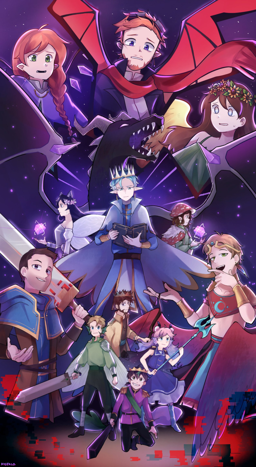 Safebooru - 5girls 6+boys absurdres adapted costume animal ears blue hair book cat ears cat girl ...