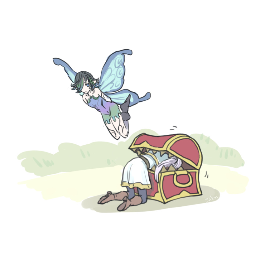 Safebooru - 2girls arms behind back black footwear black pants blue ...