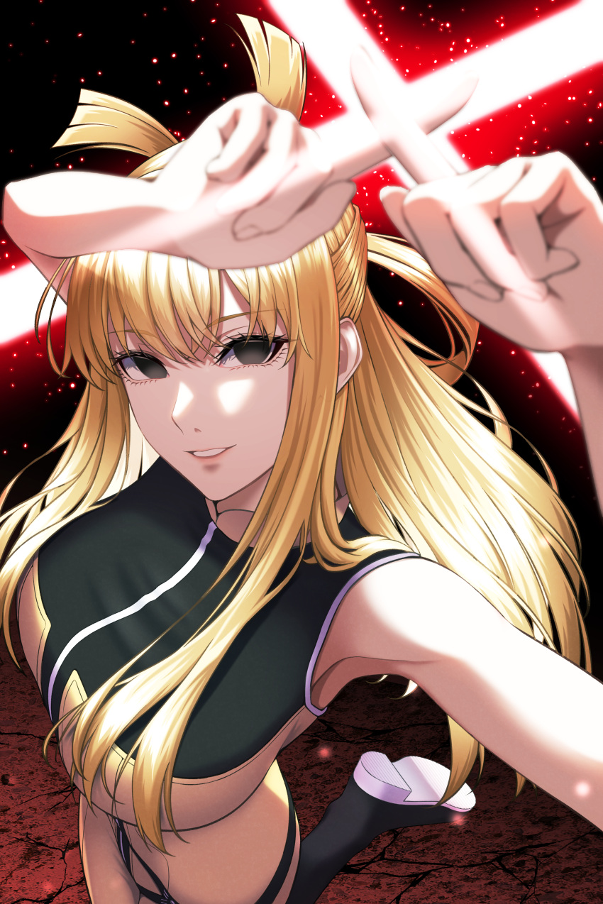 Safebooru - 1girl absurdres aonoirasuto black eyes black footwear blonde hair boots breasts ...