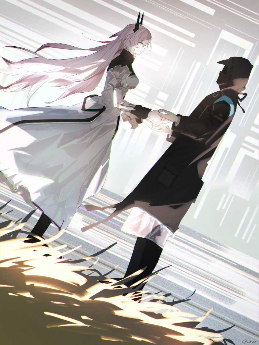 Safebooru - 1girl 1other absurdres ambiguous gender arknights doctor (arknights) dress eve ...