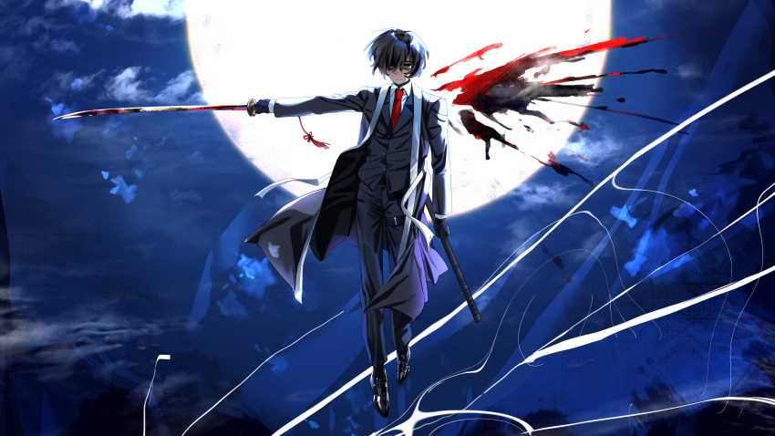 Safebooru - 1boy absurdres akantai black coat black eyes black gloves ...