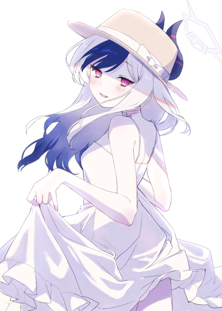 Safebooru - 1girl black hair black horns blue archive demon horns dress grey halo halo highres ...