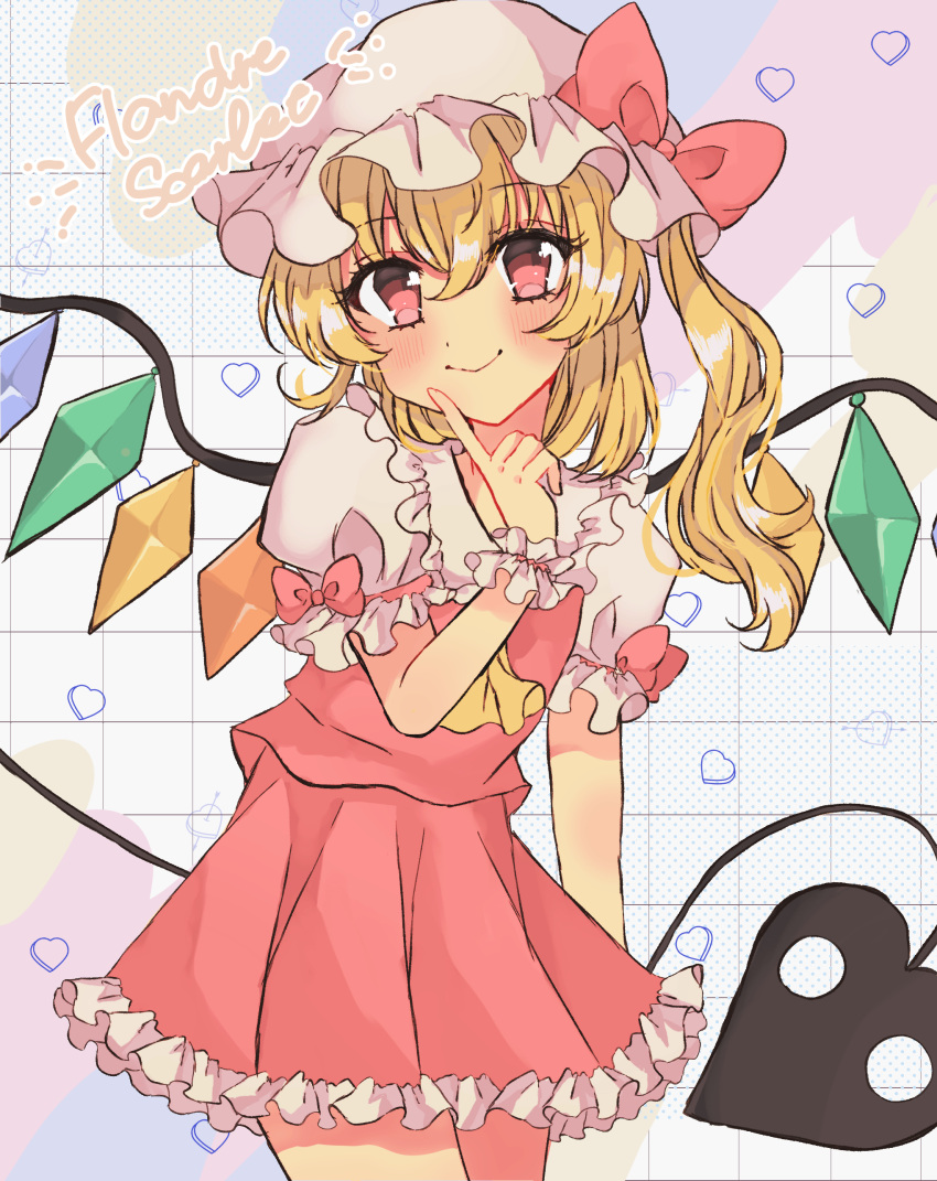 Safebooru - 151moneco 1girl absurdres ascot blonde hair cowboy shot crystal wings dress flandre ...